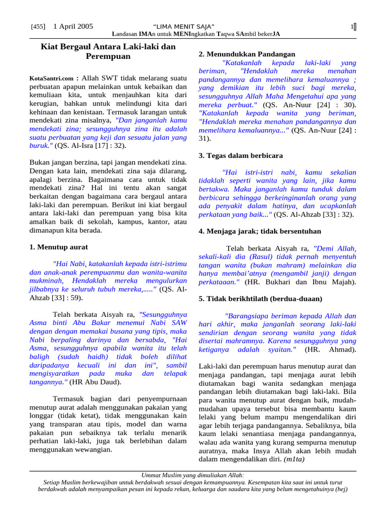 Kiat Bergaul Antara Laki2 Dan Perempuan | PDF