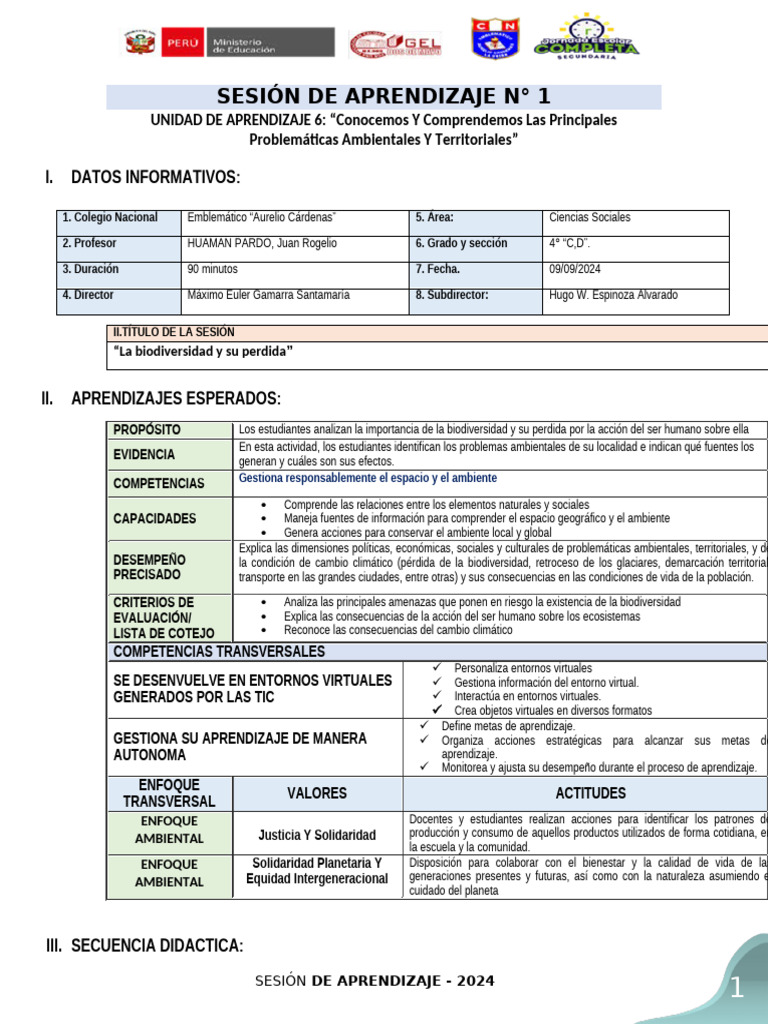 Jrhp-Sesion CCSS 4° Sec-Semana 01 Uni 6 | PDF