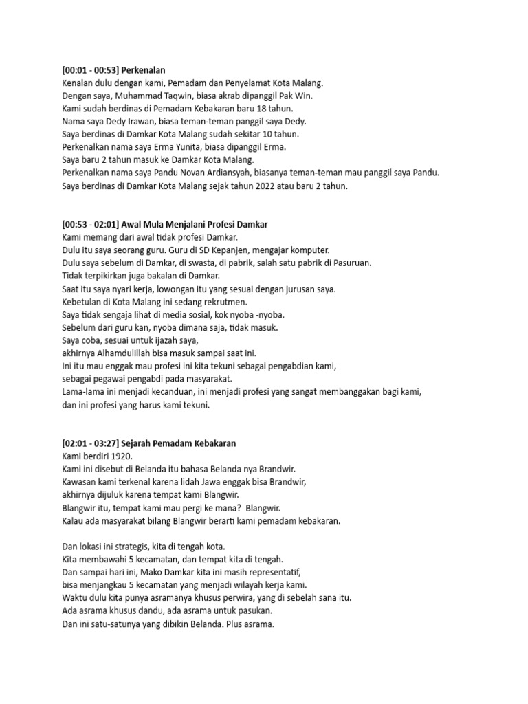 Storyline Damkar | PDF