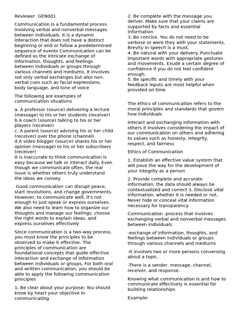 Reviewer GEN001 P1 | PDF | Communication | Information