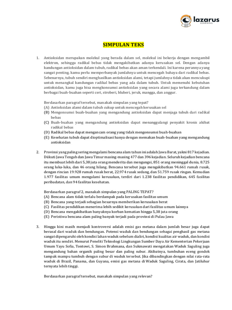 (Soal-PU) BAB 2. Simpulan Teks 002 | PDF