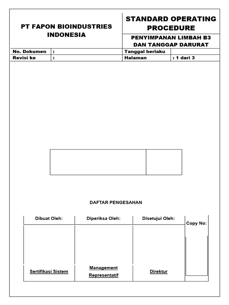 SOP Penyimpanan LB3 Dan Tanggap Darurat | PDF