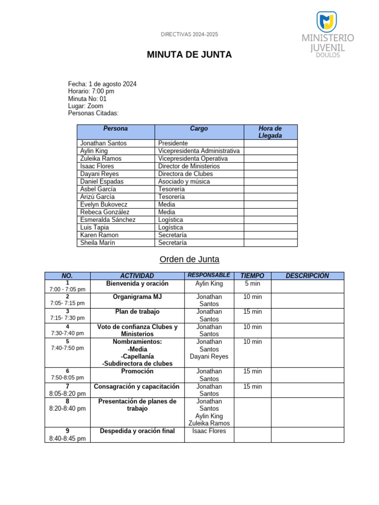 Minuta para Juntas | PDF