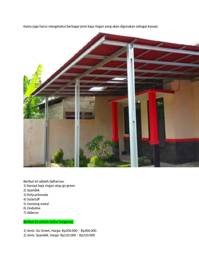 Kanopi Design Dan Biaya | PDF