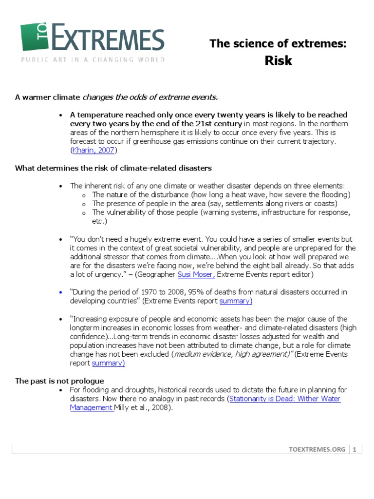 To Extremes Dossier On Risk | PDF | Global Warming | Climate Change