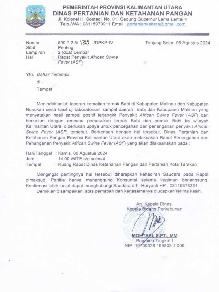 Undangan Rapat ASF PDF | PDF