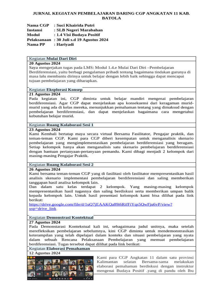 2.1 Jurnal Kegiatan Pembelajaran Daring CGP Aharion Suci | PDF 2.1 Jurnal Kegiatan Pembelajaran Daring CGP Aharion Suci | PDF