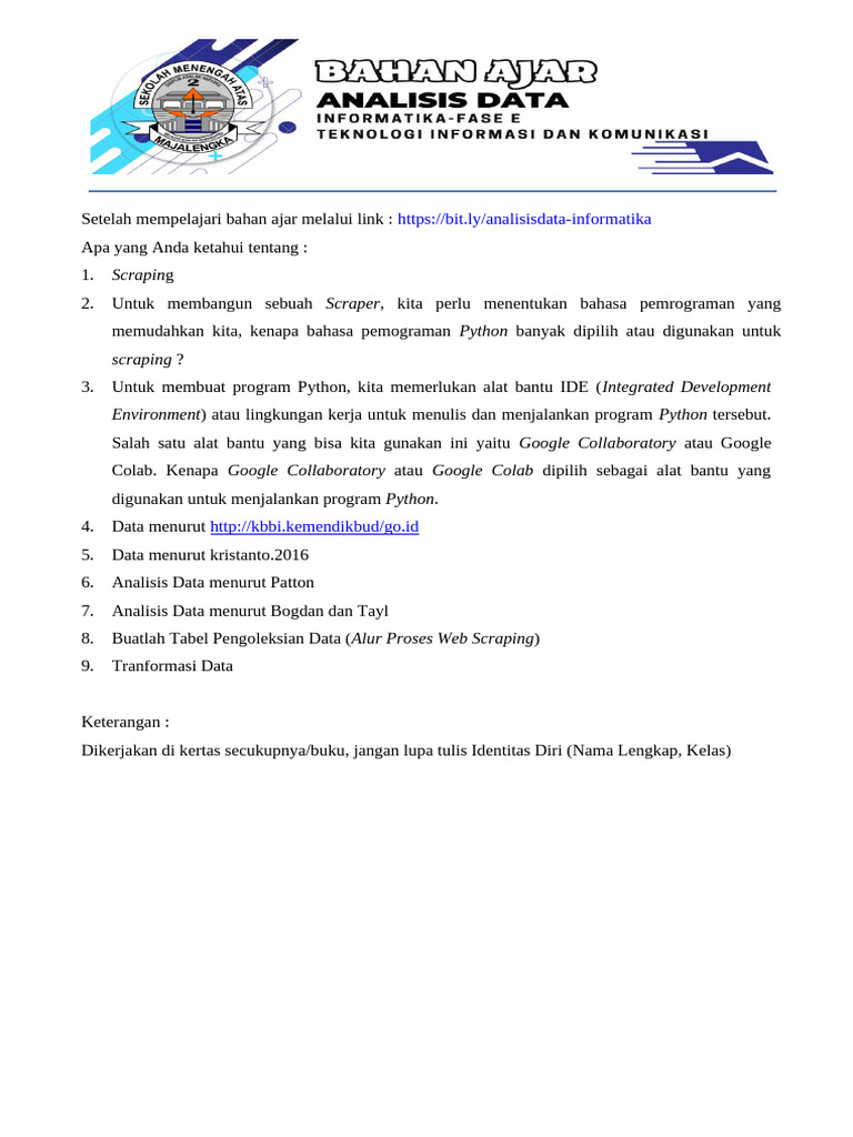 LKPD ANALISIS DATA | PDF