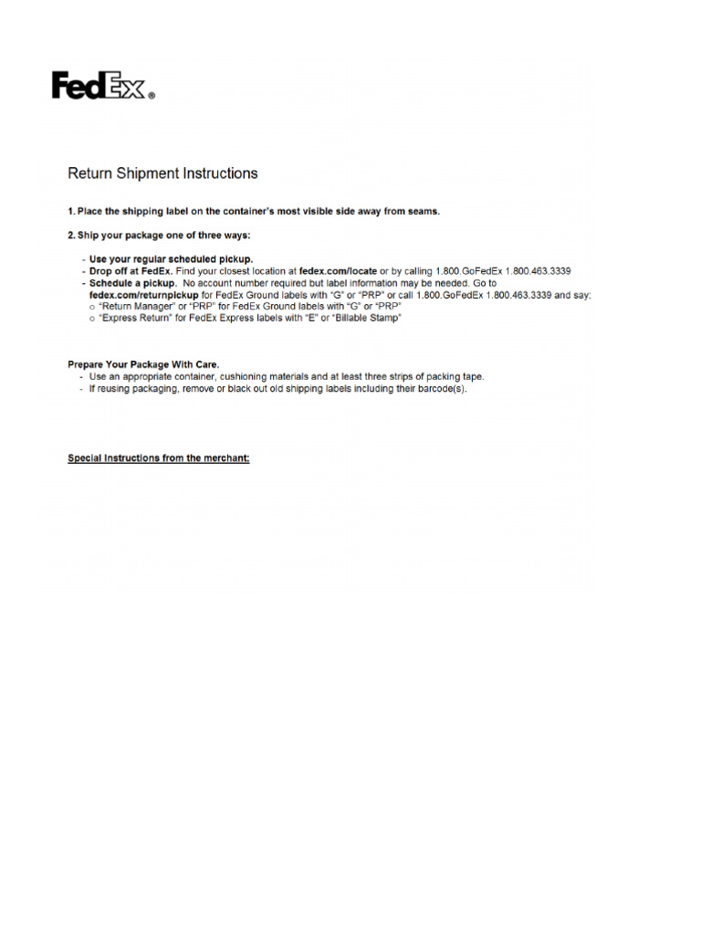 Return Instructions | PDF
