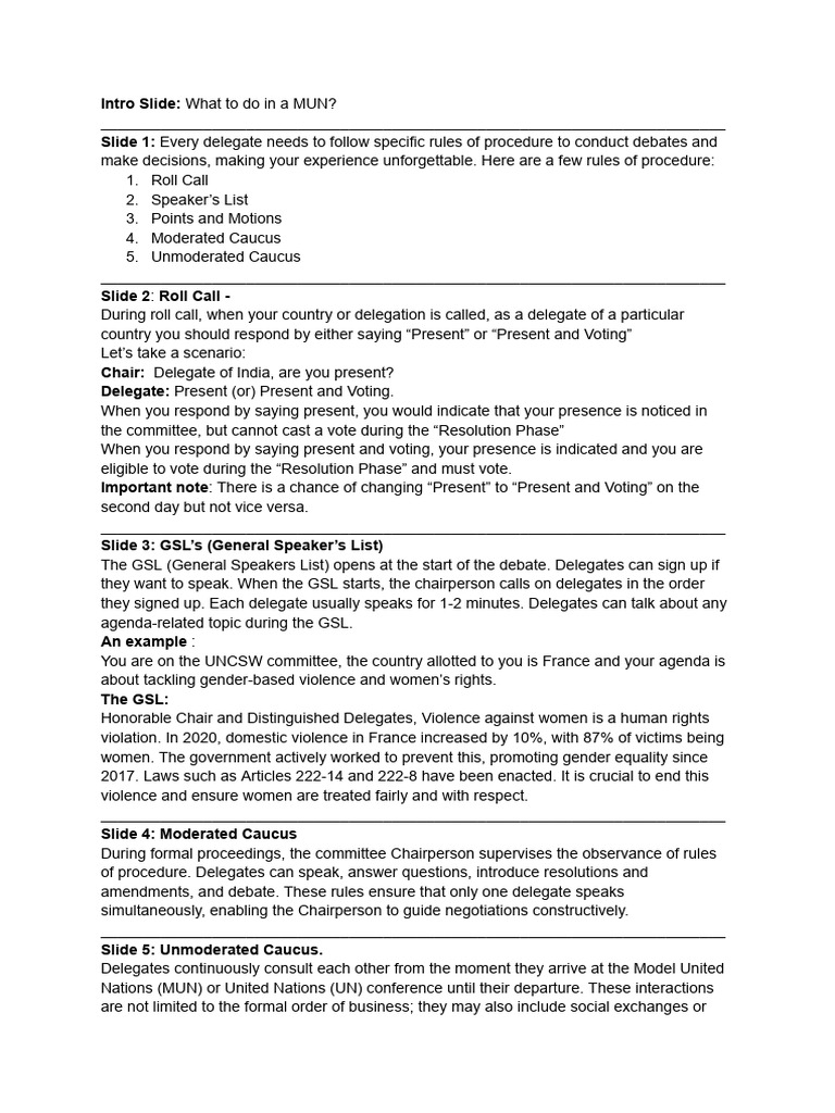 What To Do in A MUN | PDF