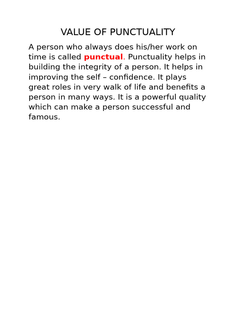 Value Of Punctuality Pdf