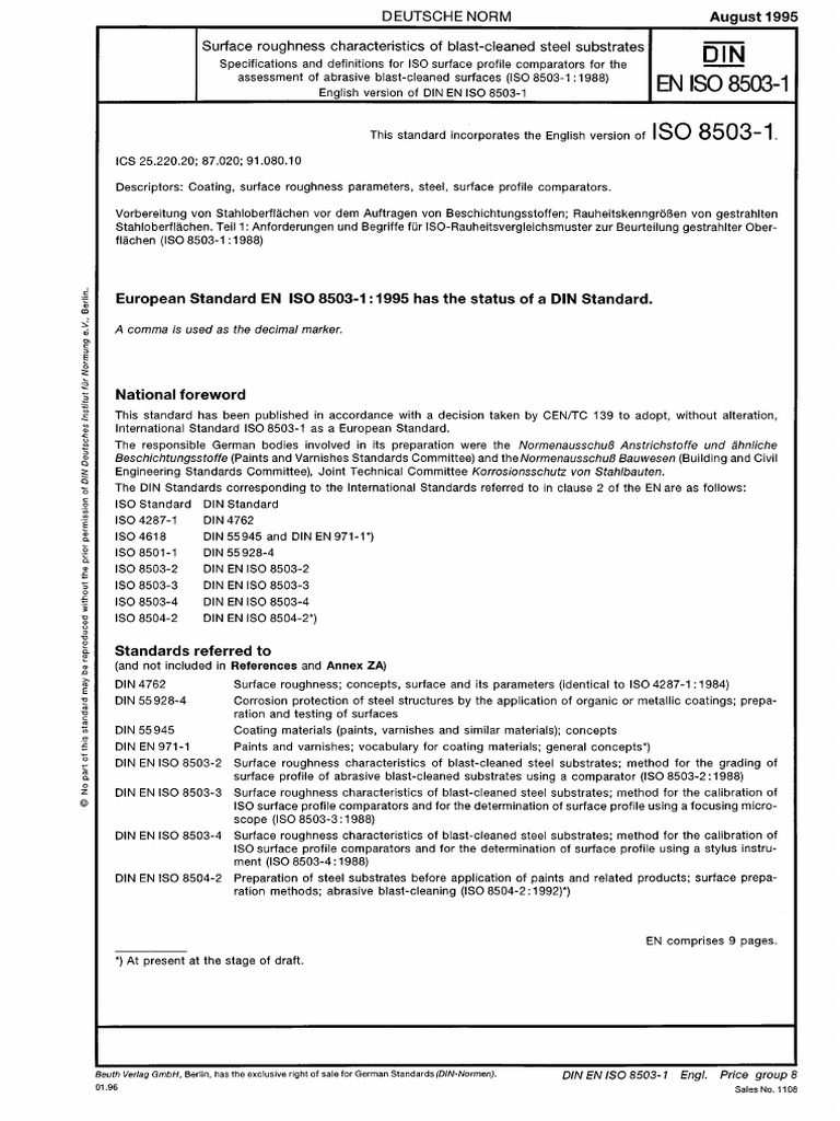 Din en Iso 8503-1. 1995 | PDF