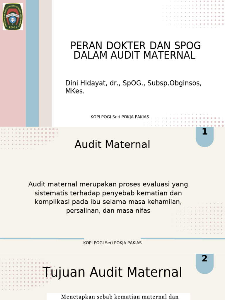 Peran Dokter Dan SpOG Dalam Audit Maternal | PDF