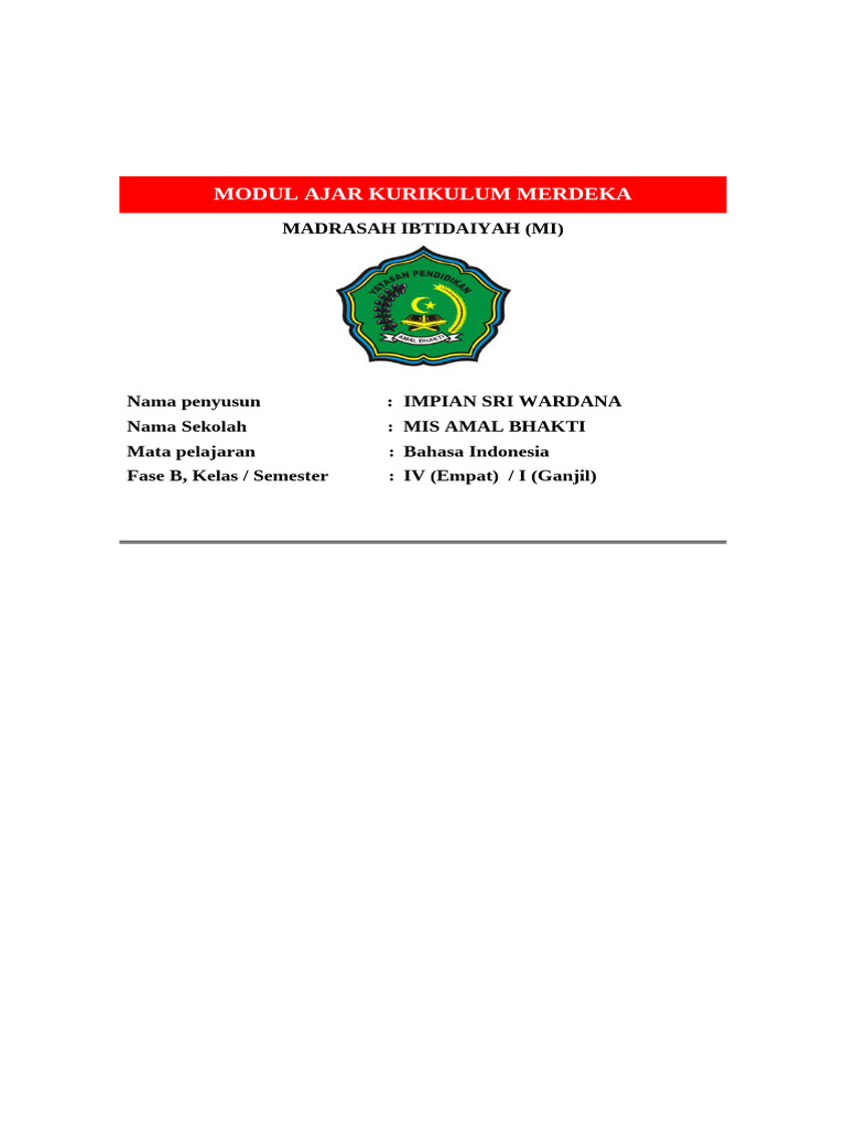 Modul Ajar Kelas Iv Pdf