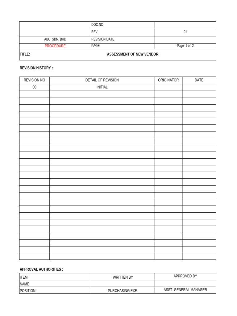 Assessment of New Vendor | PDF