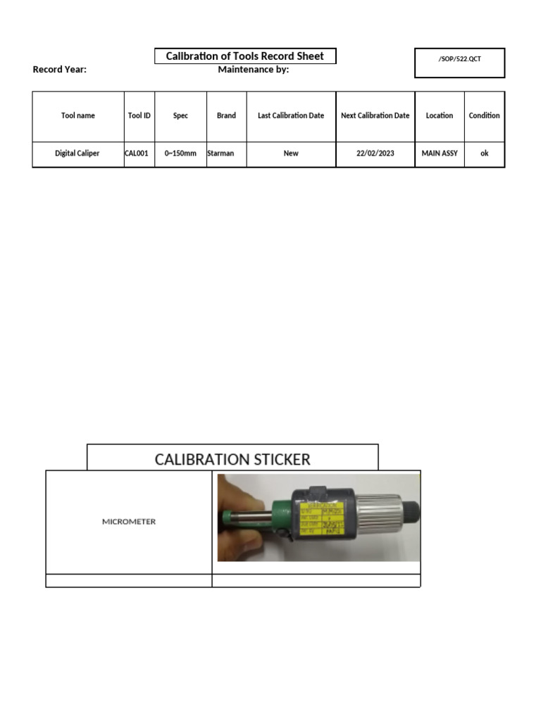 Calibration Record | PDF