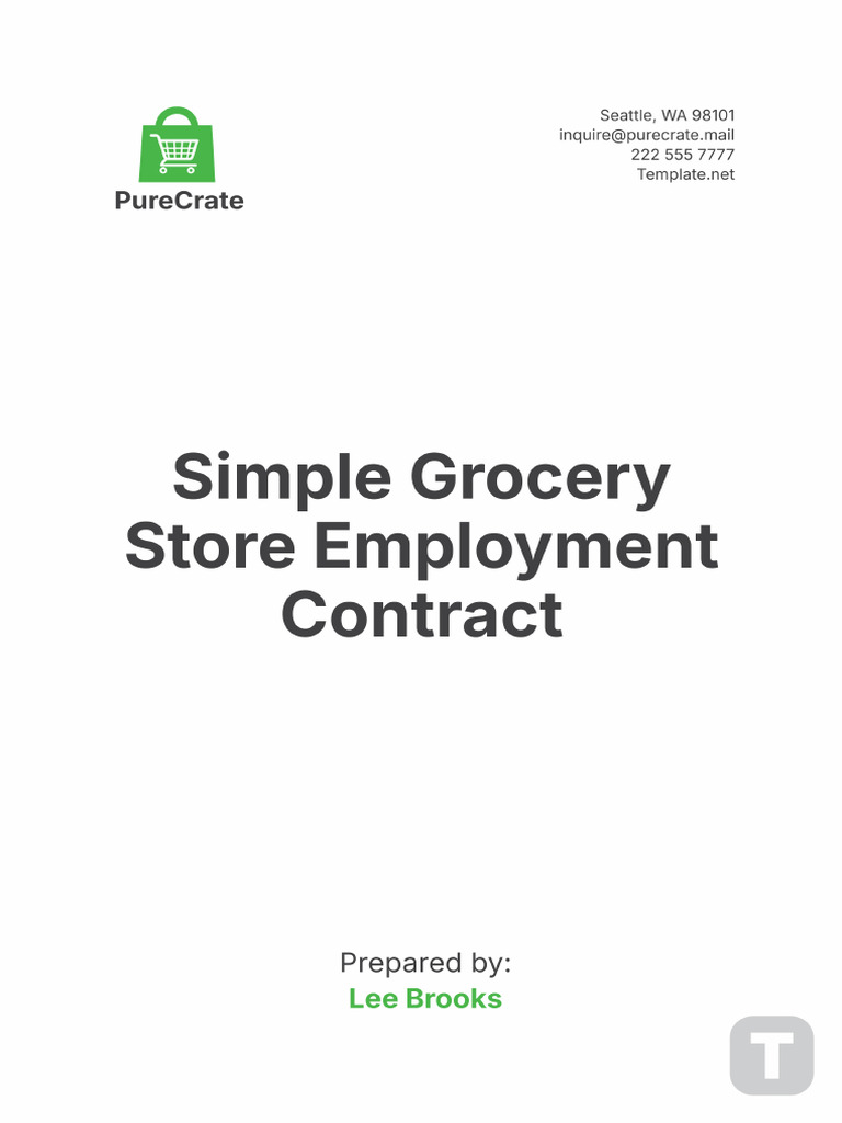 Simple Grocery Store Employment Contract Template - Edit Online & Download Example | PDF