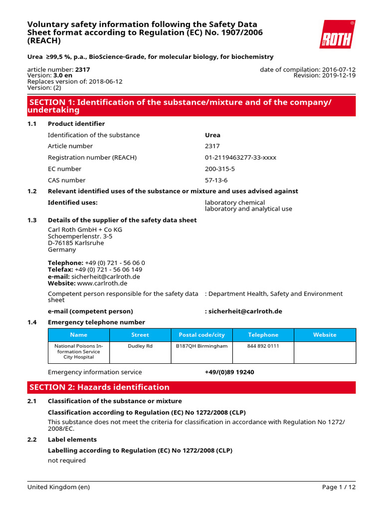 SDS Urea | PDF