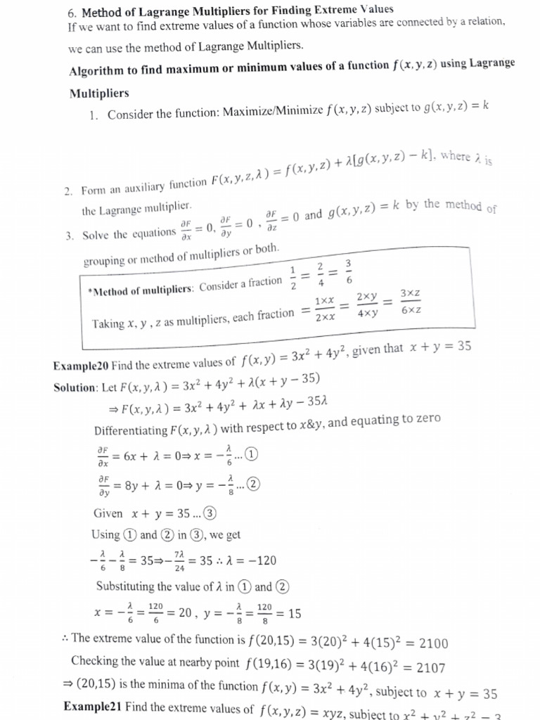 Lagrange Multipliers | PDF
