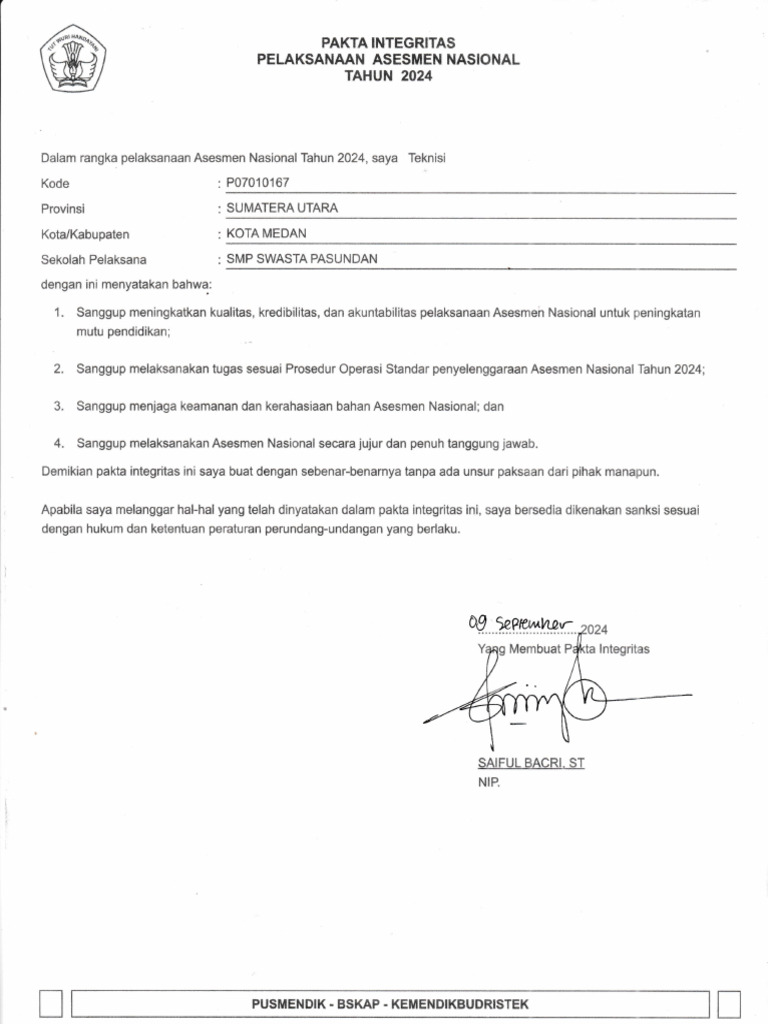 Fakta Integritas Pak Saiful | PDF