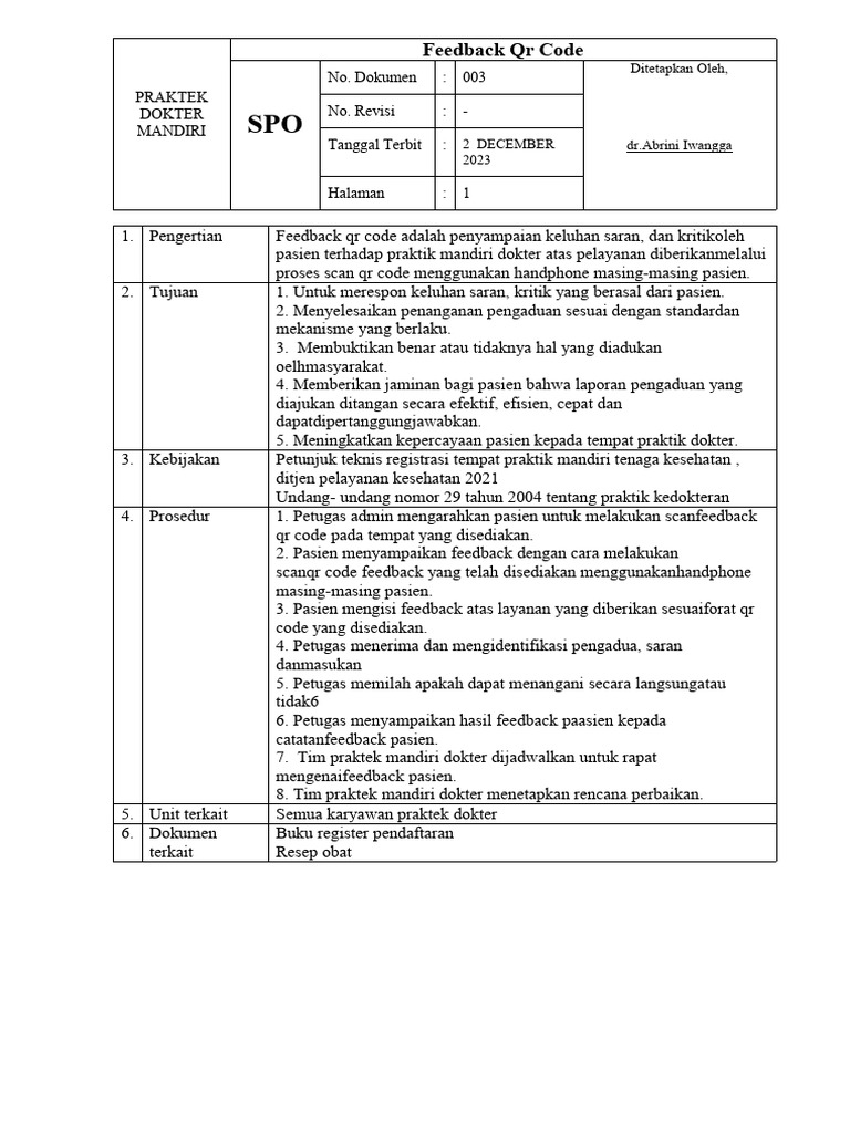 Spo Feedback QR Code | PDF
