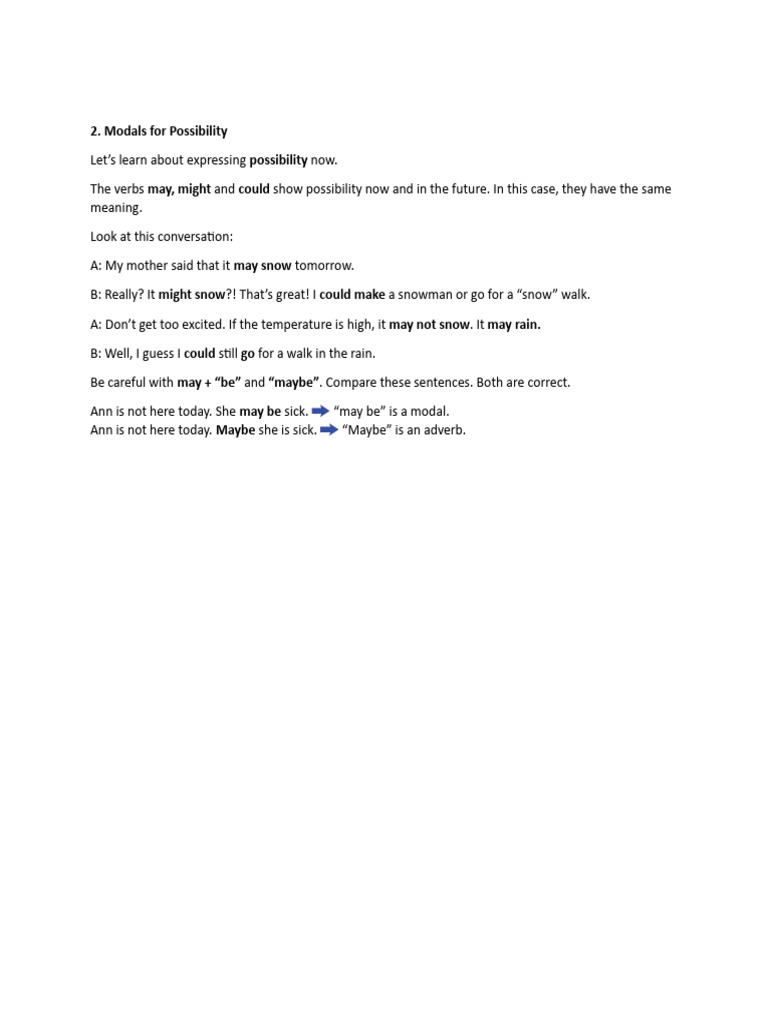 Modals Possibility | PDF