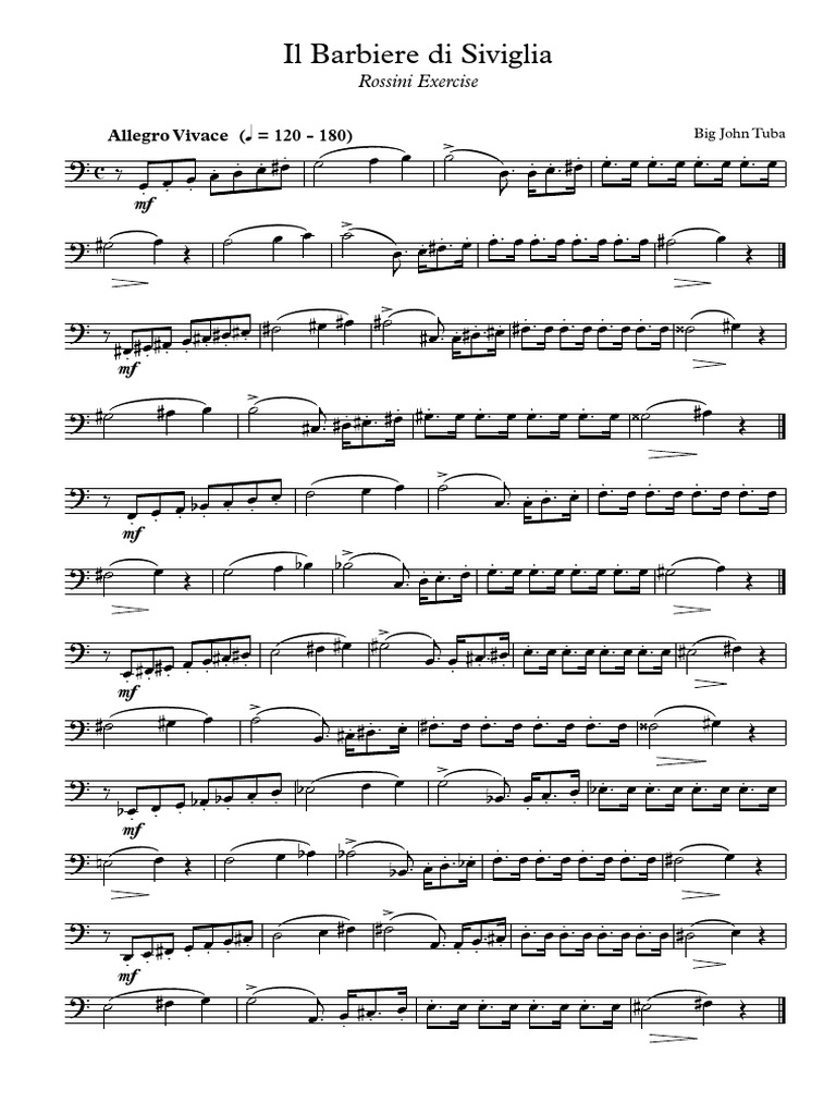 Il Barbiere Di Siviglia - Exercises - Partitura Completa | PDF