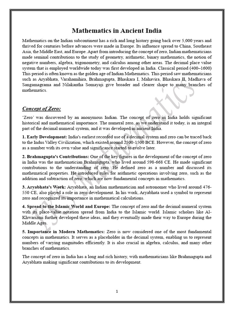 Unit 1 B Maths in Ancient India 1 | PDF