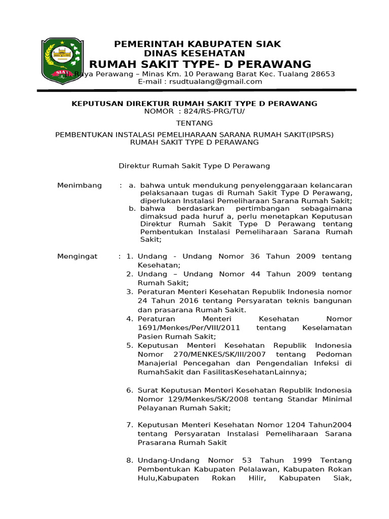 SK Pembentukan Iprs Rsud Perawang | PDF