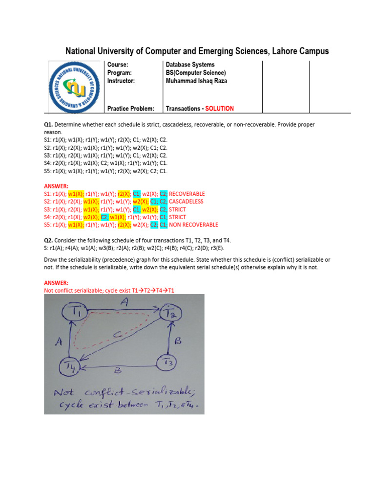 Transactions - Practice Problems - Sol | PDF