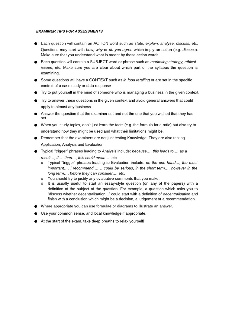 IB Business Exam Tips | PDF