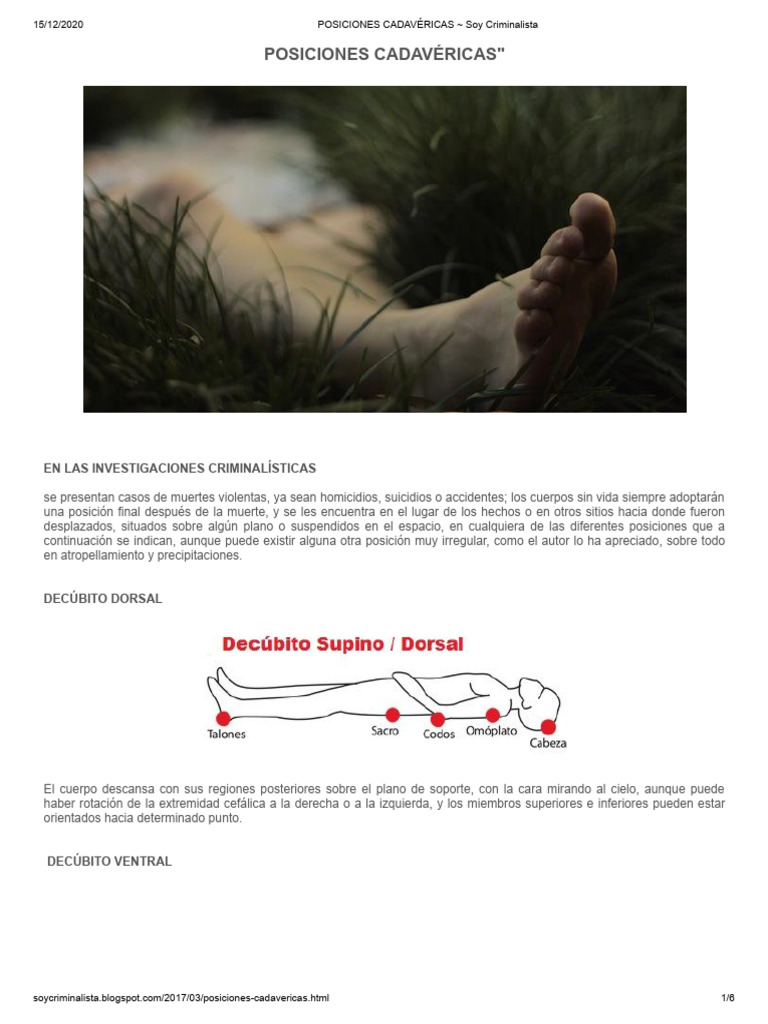POSICIONES CADAVÉRICAS _ Soy Criminalista | PDF