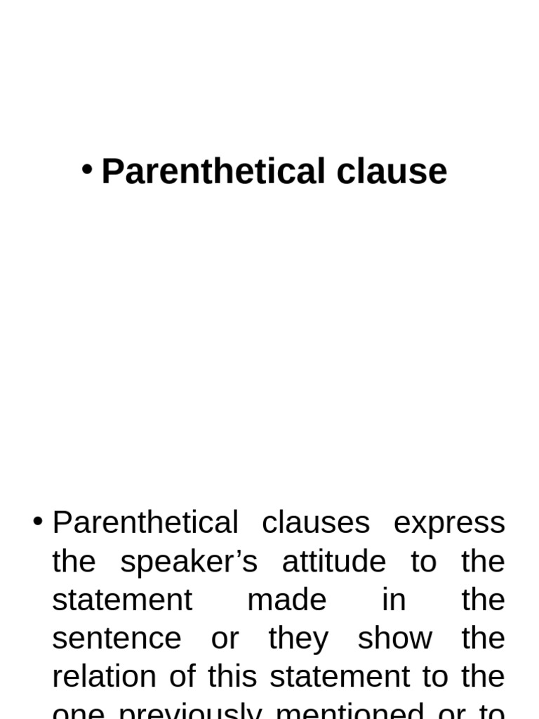 Parenthetical Clauses | PDF
