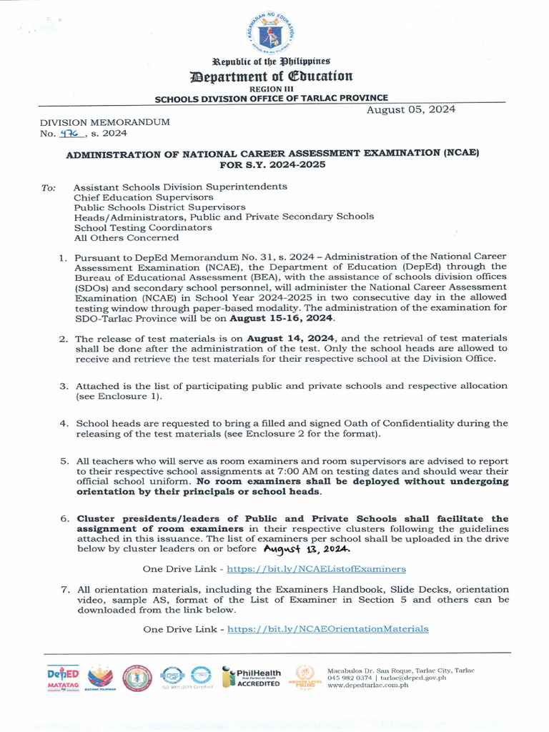 DM476s2024 NCAE | PDF