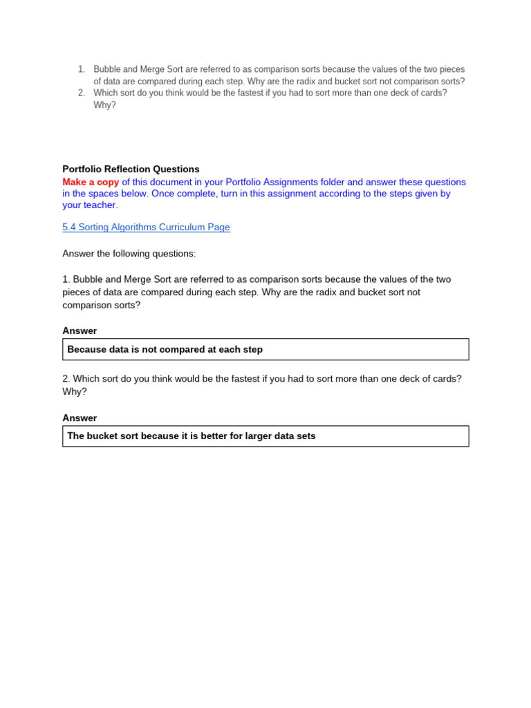 Copy of #PQ5.04 Sorting Algorithms | PDF Copy of #PQ5.04 Sorting Algorithms | PDF