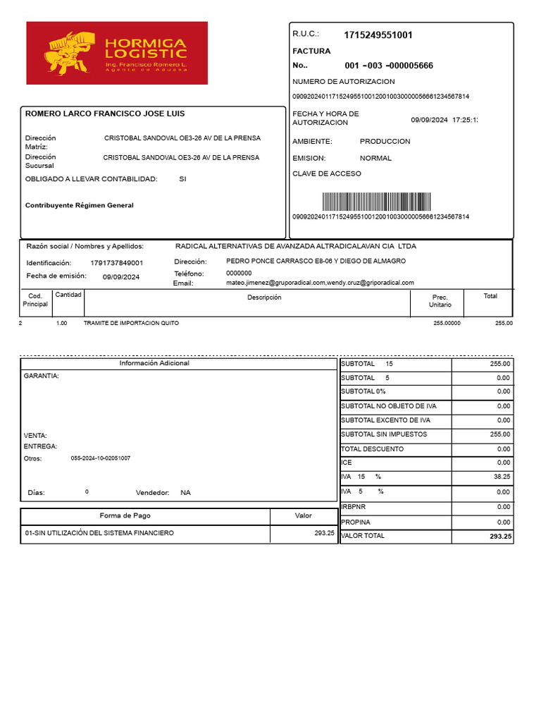 Factura No..: Contribuyente Régimen General | PDF