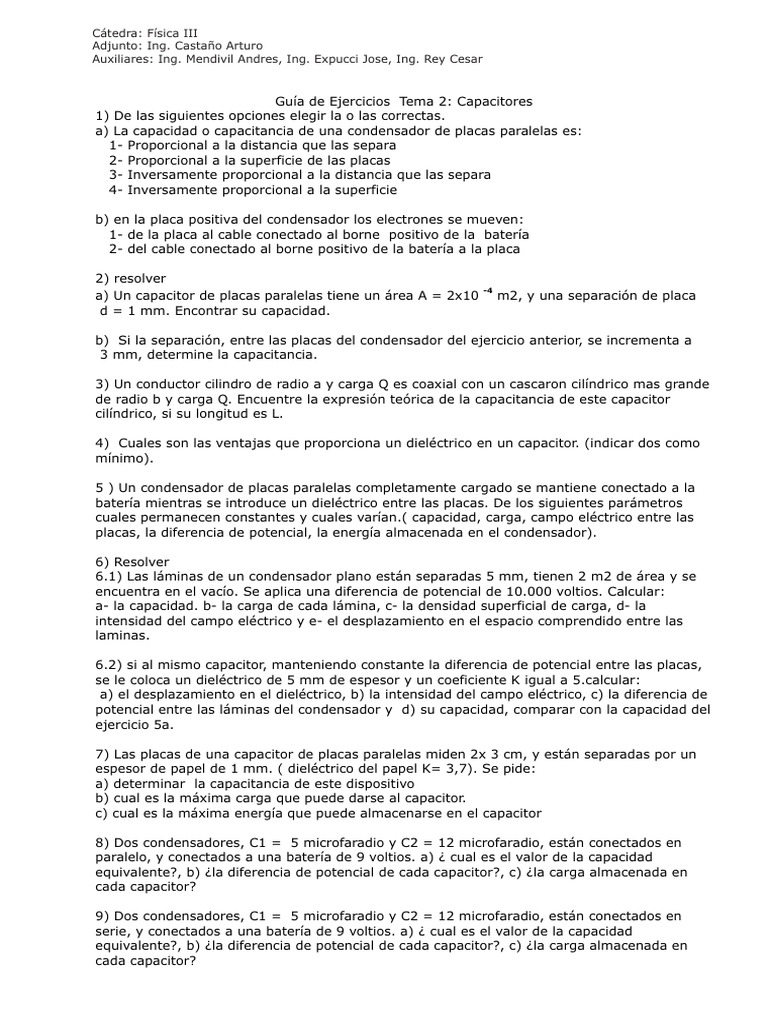 Tema 2b - Problemas - Capacidad | PDF