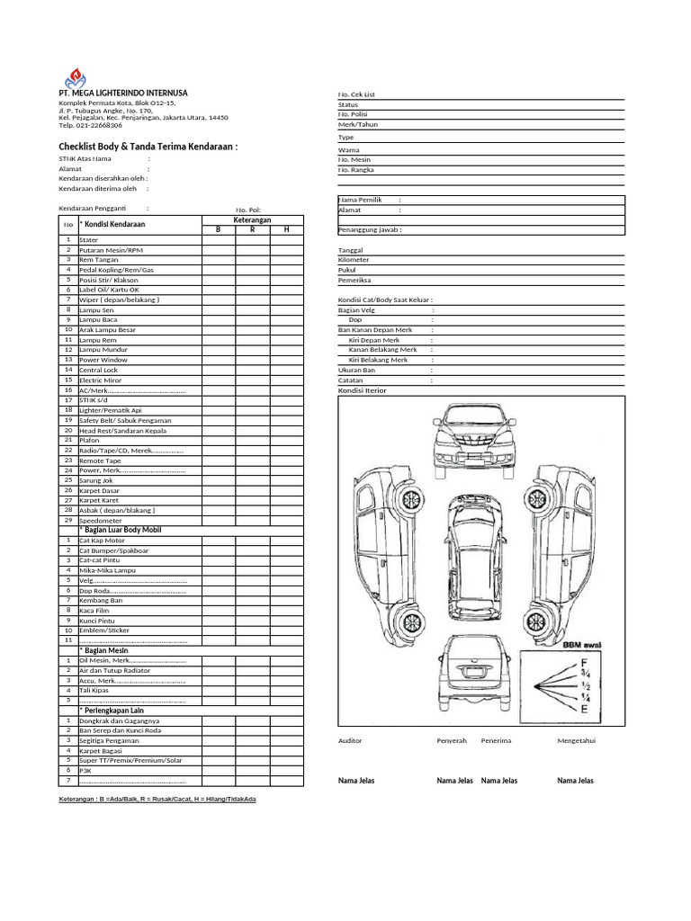 Form Serah Terima Kendaraan MLI | PDF