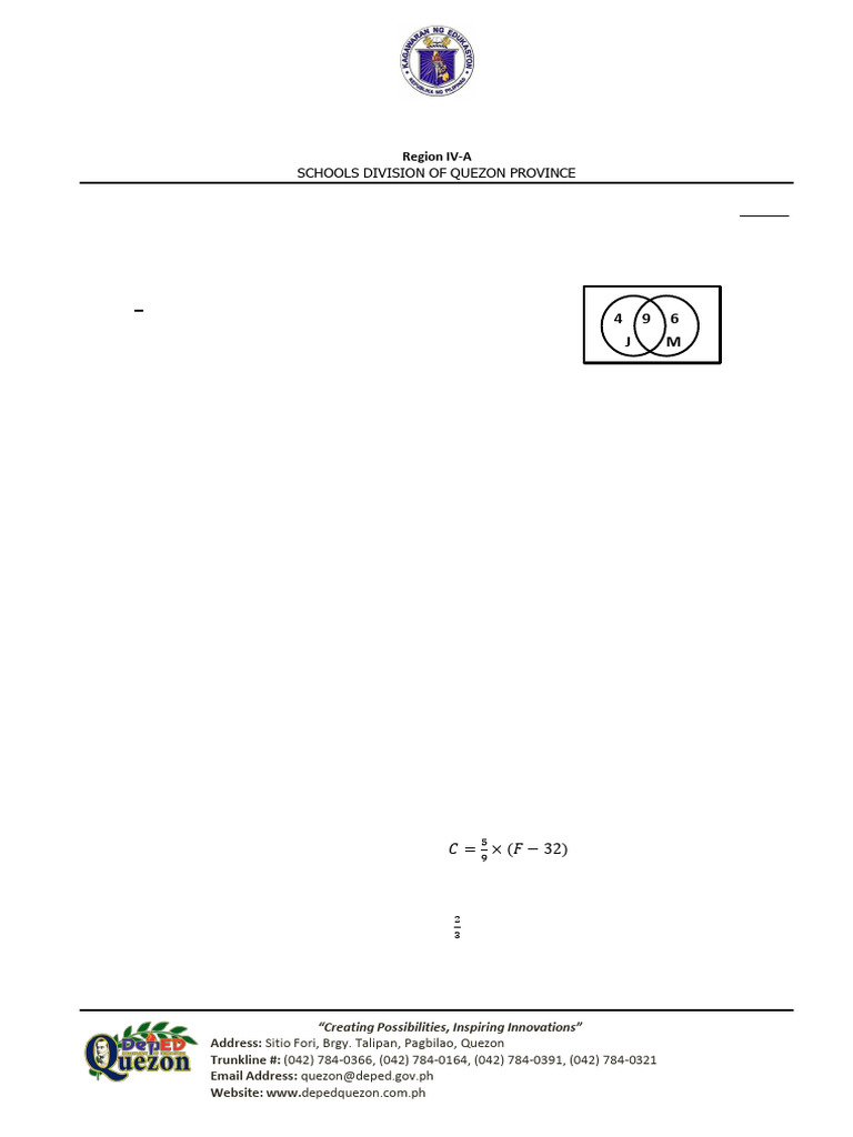 Grade 7 Math Exam: Pagbilao Edition | PDF | Elementary Geometry ...