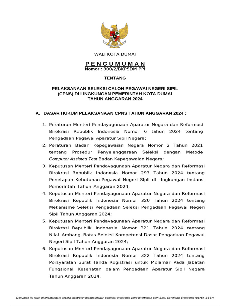 Pelaksanaan Seleksi Calon Pegawai Negeri Sipil (CPNS) Di Lingkungan ...