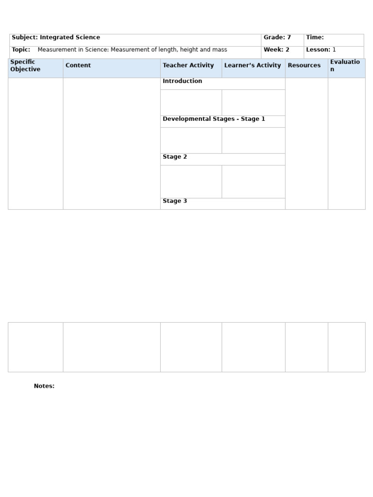 Lesson Plan Integrated Science Week 2 Template | PDF