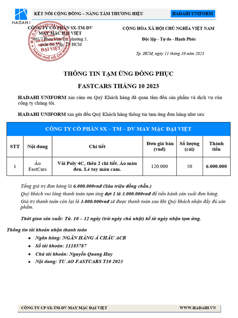 Thông Tin T M NG Áo Fastcars T10 2023 | PDF