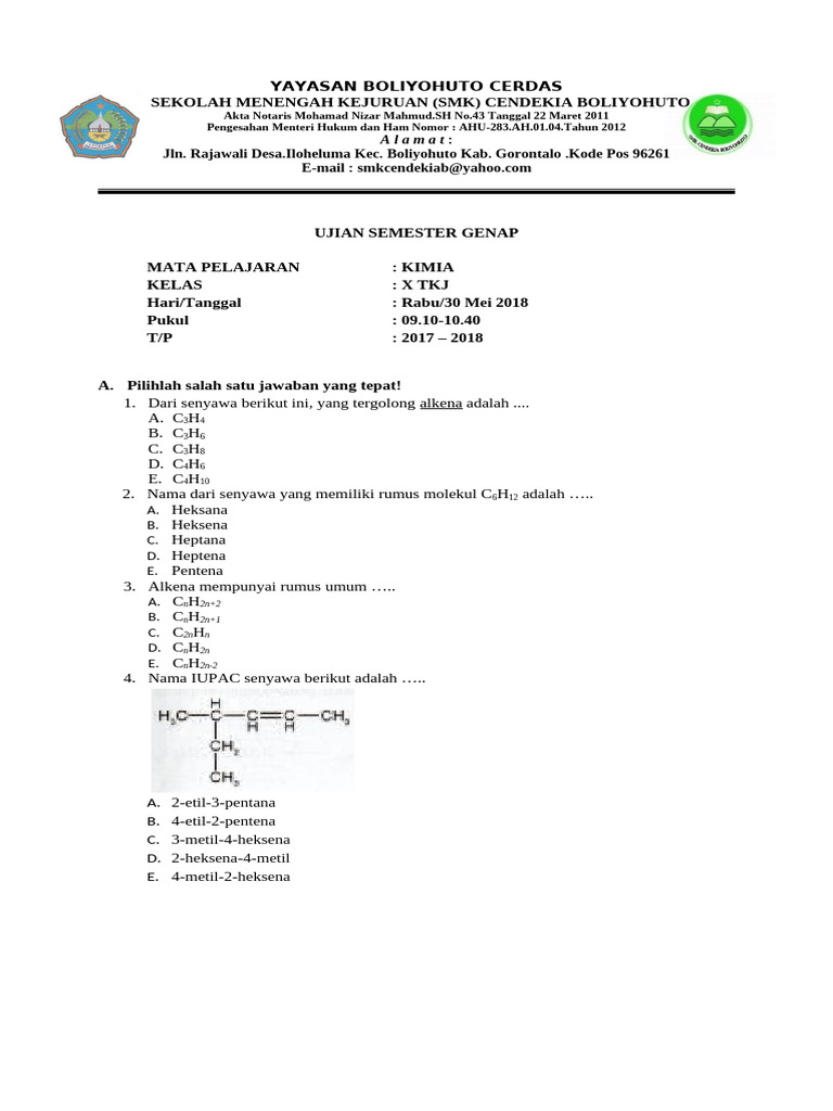 Soal Genap Kimia X TKJ | PDF