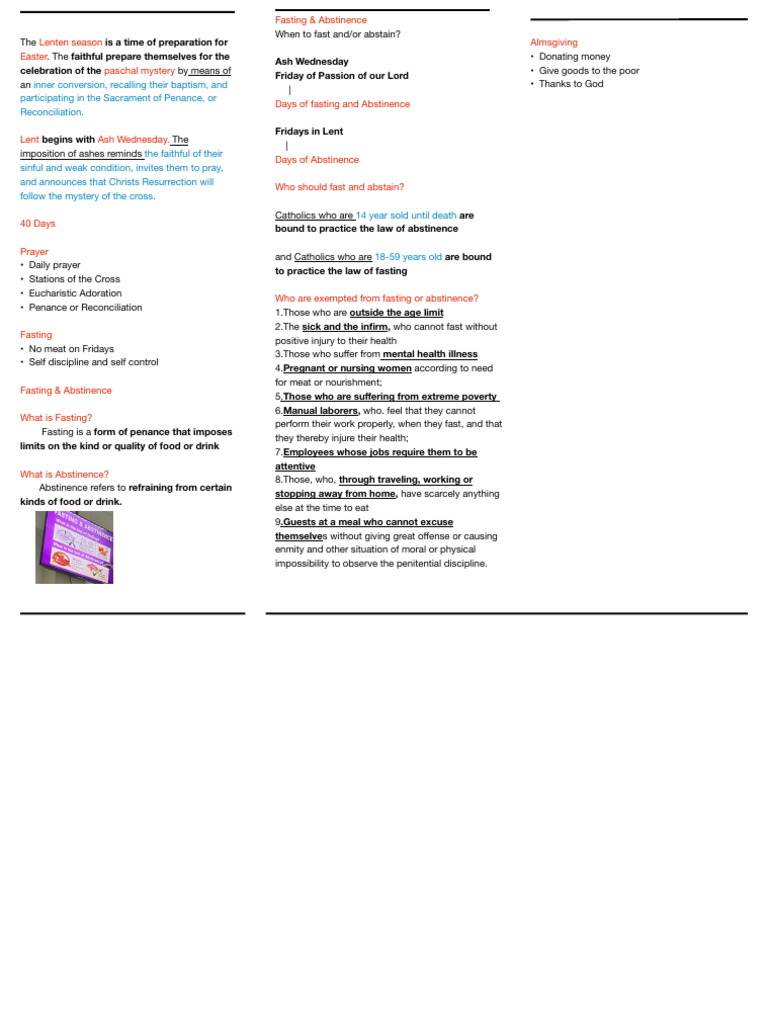 Lenten Practices and Guidelines | PDF | Lent | Penance