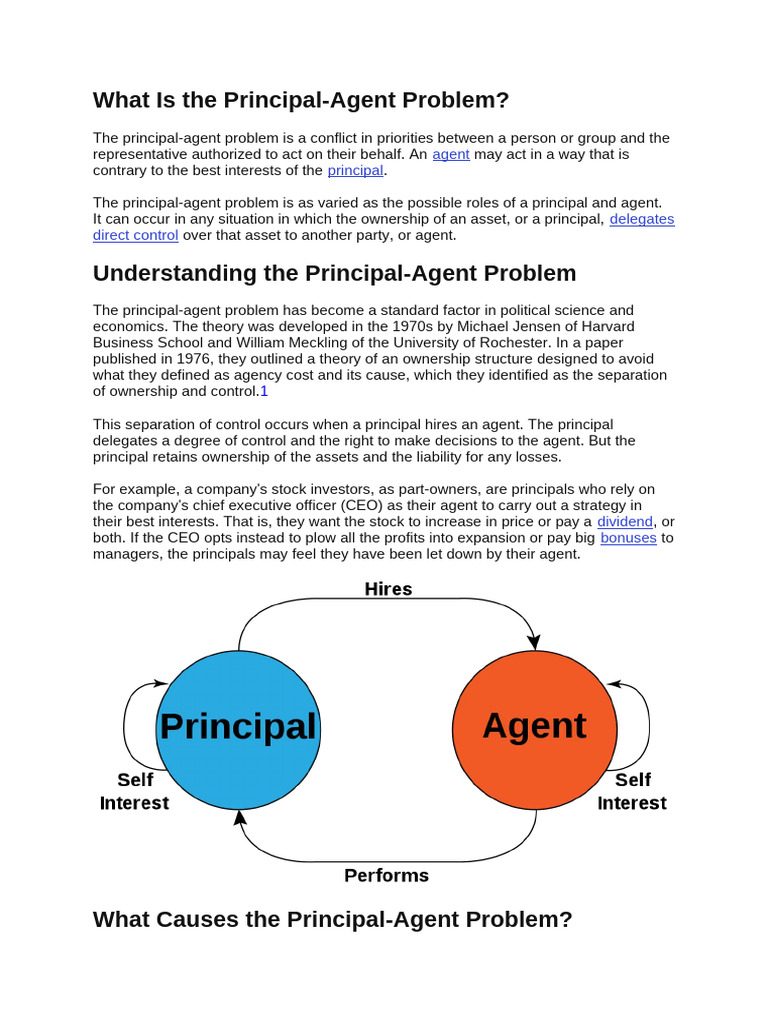What Is The Principal-Agent Problem? | PDF