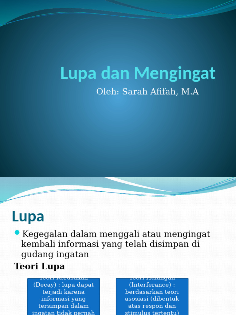 Lupa Dan Mengingat | PDF
