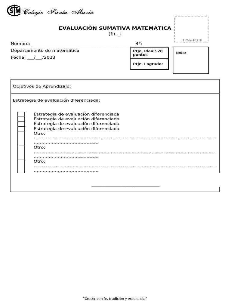 EVALUACIÓN 01 4to MES 03 SUMATIVA | PDF