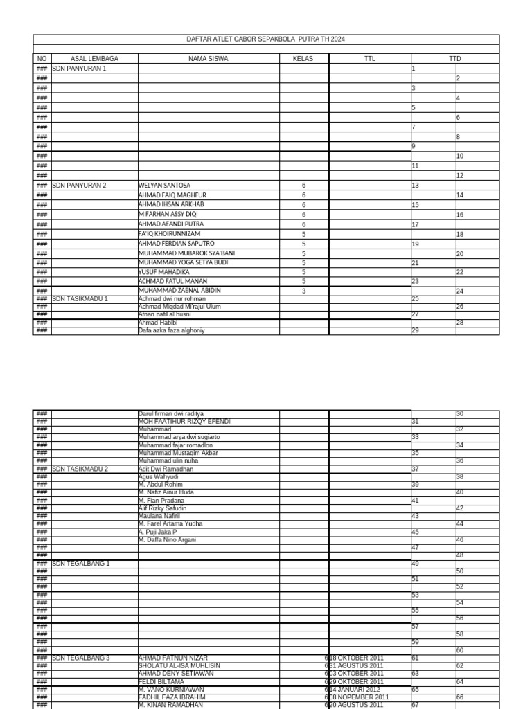Form Pendaftaran Atlet O2sn Dan Hardiknas 2024 | PDF