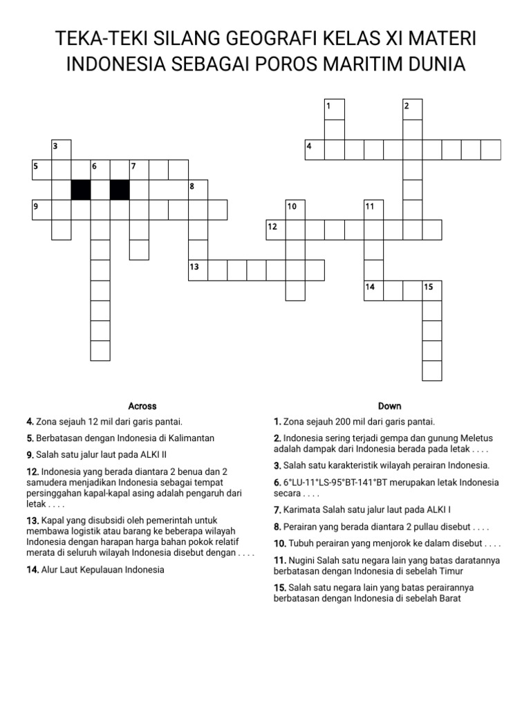 Teka-Teki Silang Geografi Kelas Xi Materi Indonesia Sebagai Poros Maritim Dunia - Crossword Labs ...