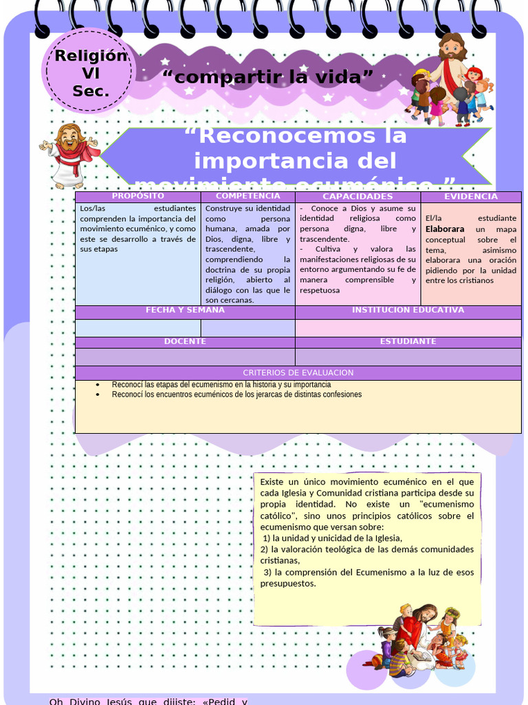 FICHA DE ACTIVIDAD RELIGION VI-SEMANA 5 | PDF